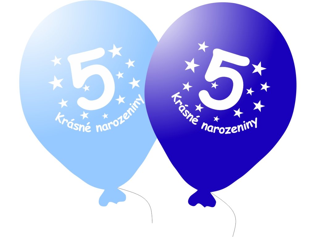 Modré narozeninové balónky s číslem 5 - balonky.cz