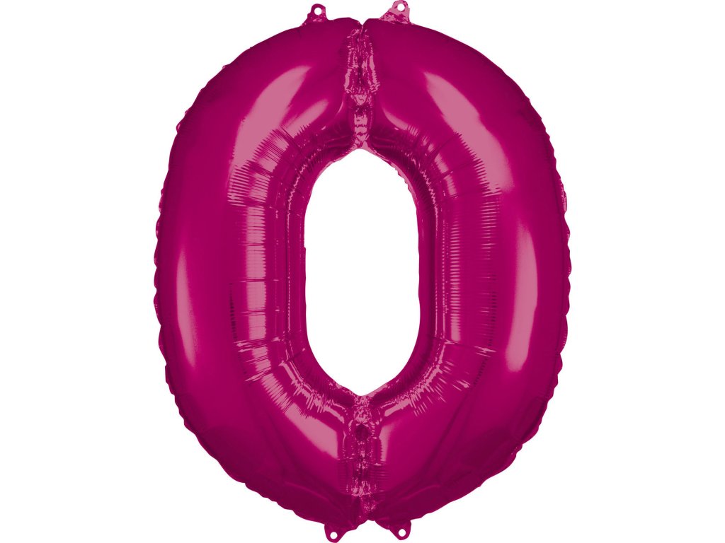 Balónky fóliové narozeniny číslo 0 růžové 86cm - balonky.cz