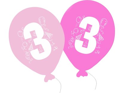 Balonky narozeniny 5ks s číslem 3 pro holky - balonky.cz