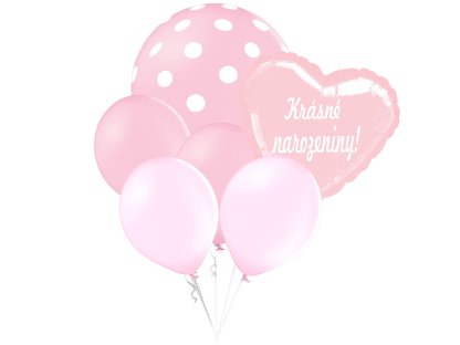 Balónky puntíky set Krásné narozeniny! srdíčko - balonky.cz