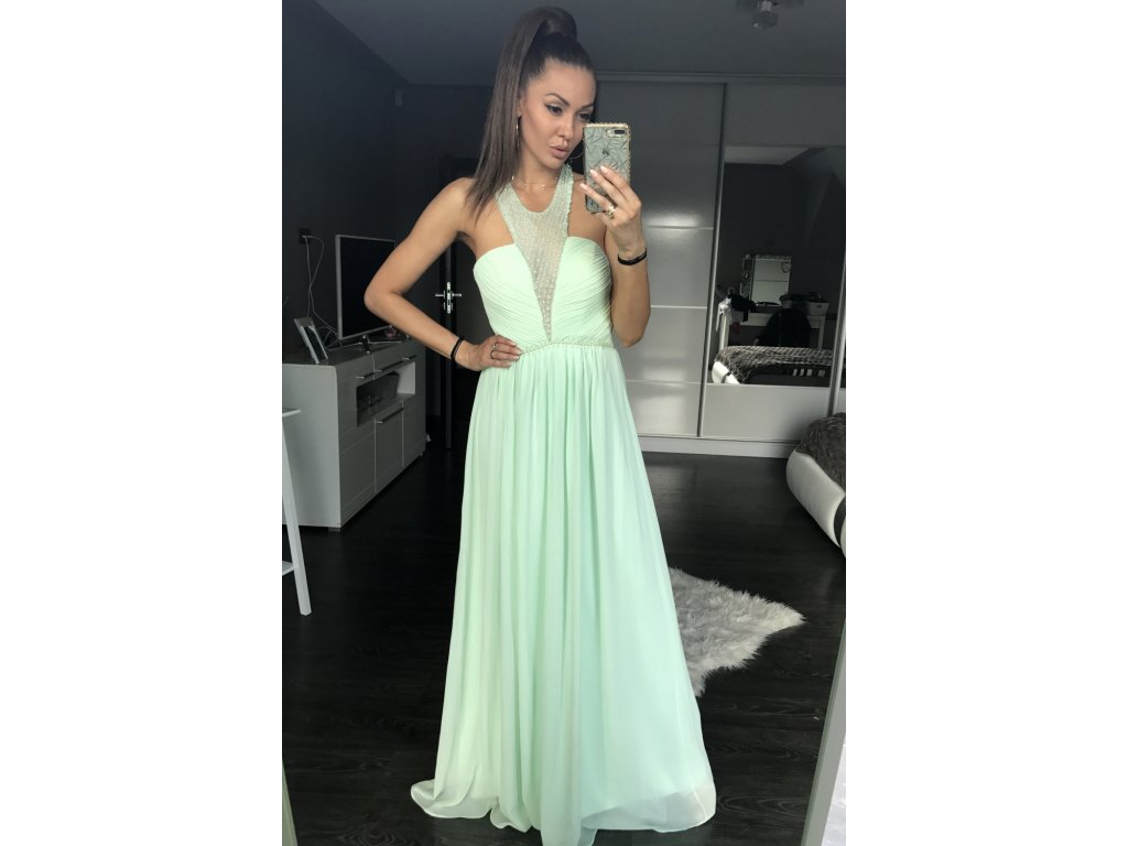 Dámské večerní šaty Monica mint zelené | BELER fashion
