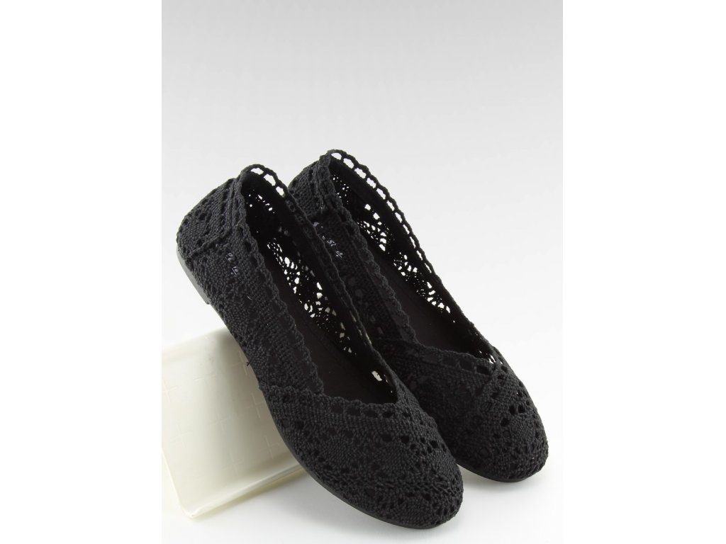 Háčkované baleríny Georgene černé | BELER fashion