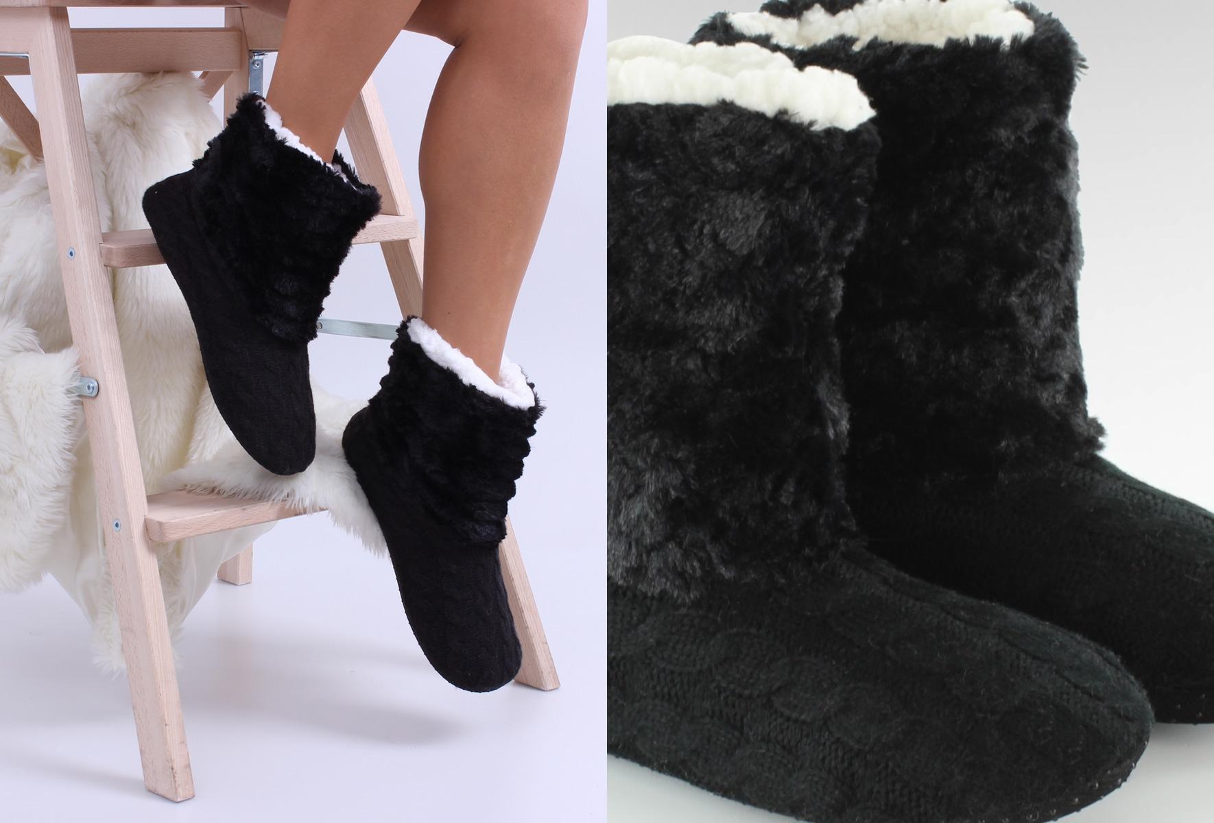 Dámské teplé papuče Felisha černé | BELER fashion