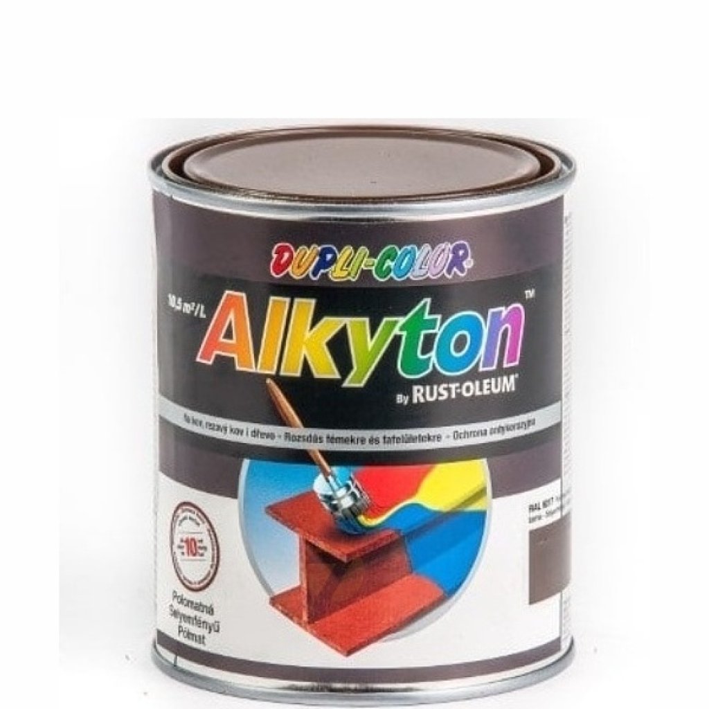 Alkyton RAL 8017 čokoládová hnědá polomatná antikorozní barva 0,75L ...