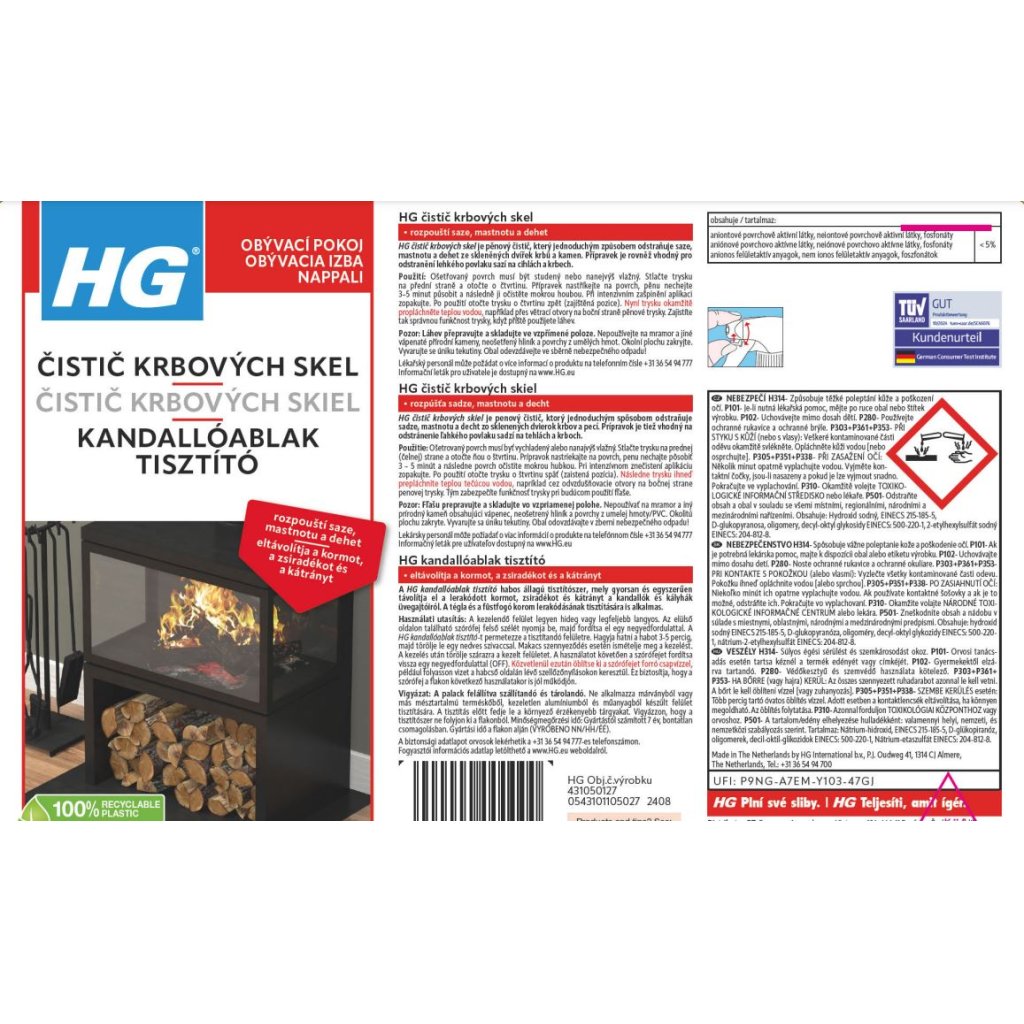 HG Fireplace Glass Cleaner 500 ml - ColorShop.cz