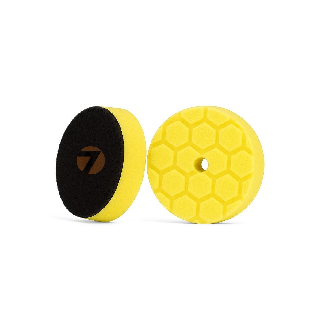 O7 Schaum-Polierscheibe Ø80 mm – mittel (hexagonal abgeschrägt, gelb ...