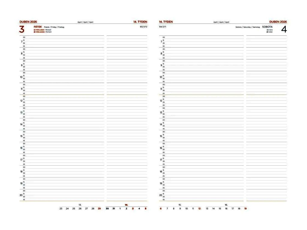 Diář 2026 denní A4 Titan DA4-090 - tyrkysový - kppapir.cz