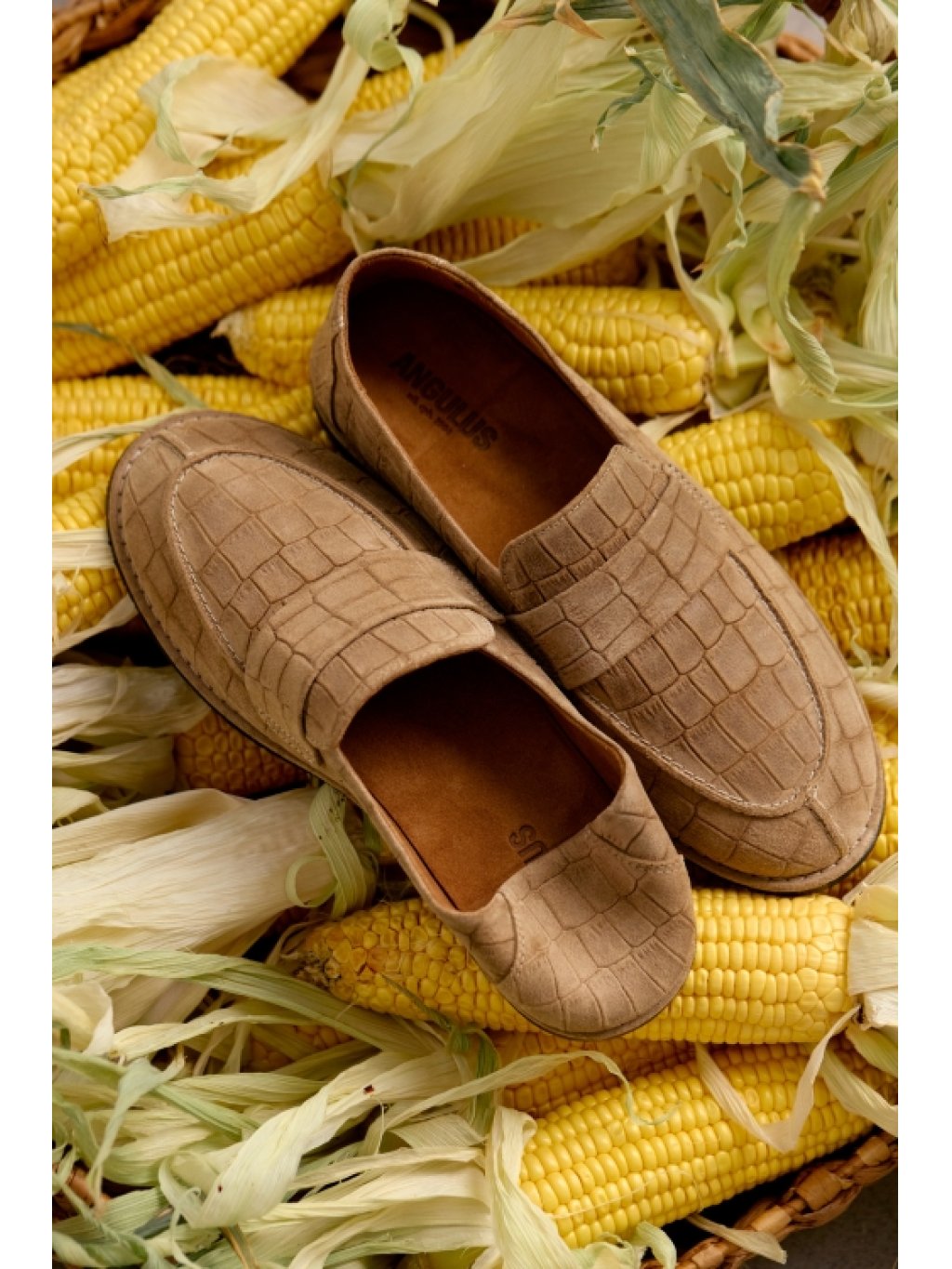Obuv Angulus 1731-101 hnědá kroko mokasína - LA GABRIELLA