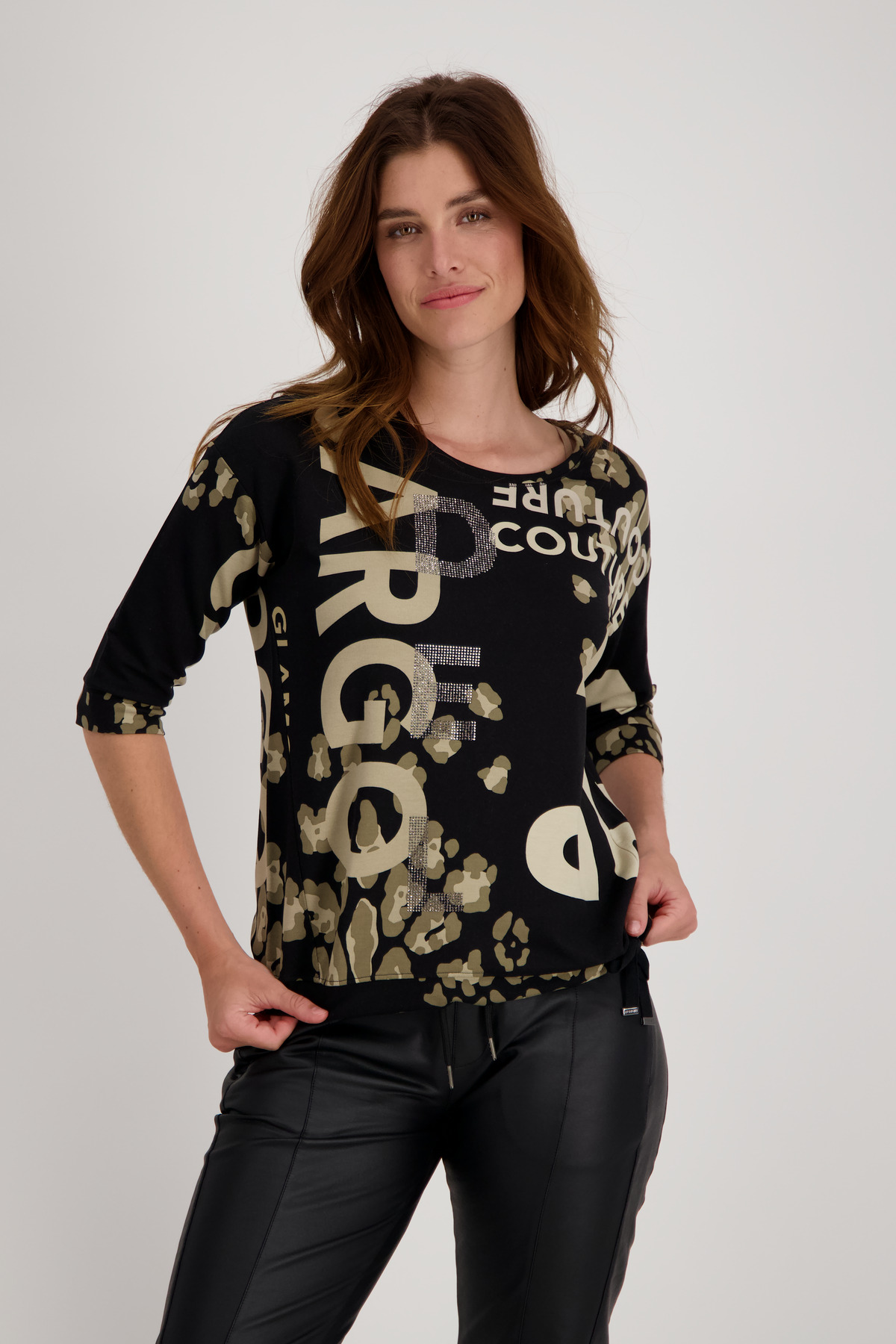 Tričko Monari 6160 černé s nápisy cargo