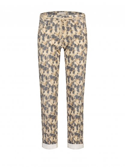 Kalhoty Para Mi Bobby 204091 - 136 béžové vzorované - LA GABRIELLA