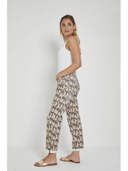 Kalhoty Para Mi Bobby 204091 - 136 béžové vzorované - LA GABRIELLA