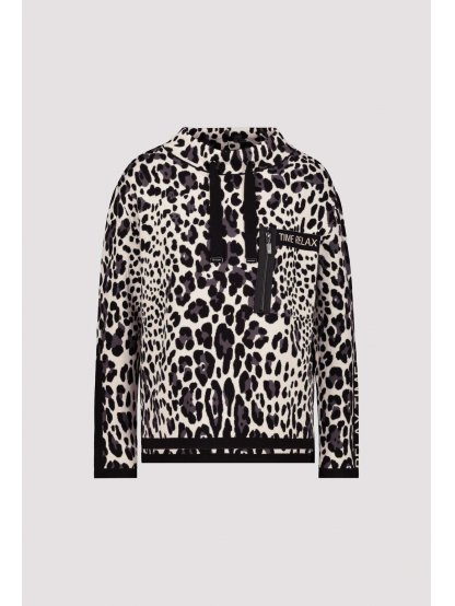 Svetr Monari 6326 černý vzor leoparda s detaily - LA GABRIELLA