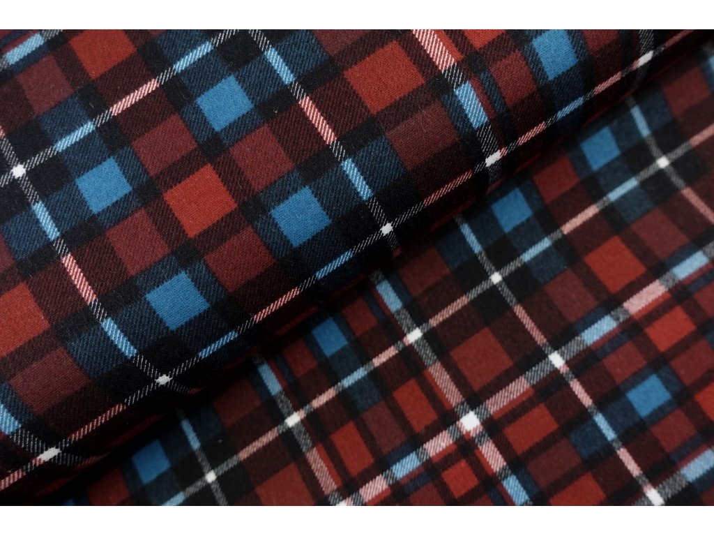 Bavlněný flanel - Skotská kostka červená | Mojelátky.cz