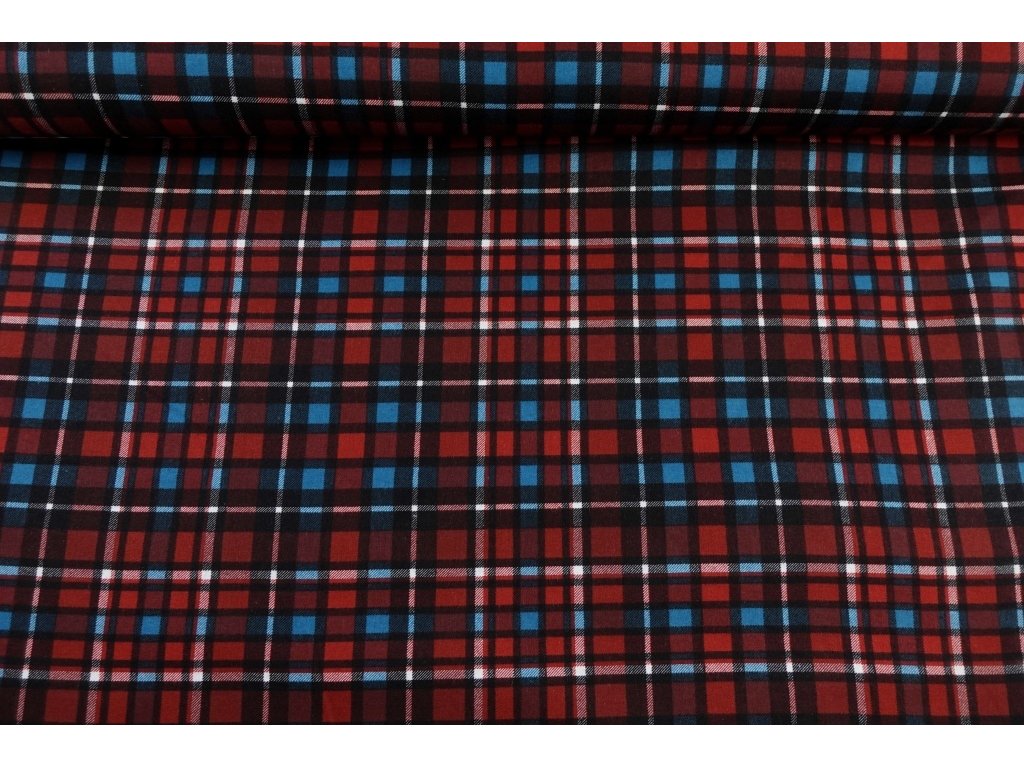 Bavlněný flanel - Skotská kostka červená | Mojelátky.cz