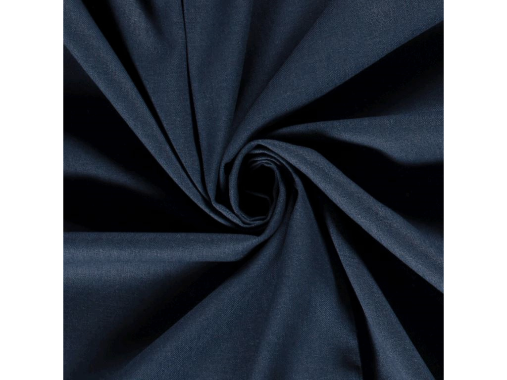 Viskózová látka se lnem / jednobarevná - modrá indigo | Mojelátky.cz