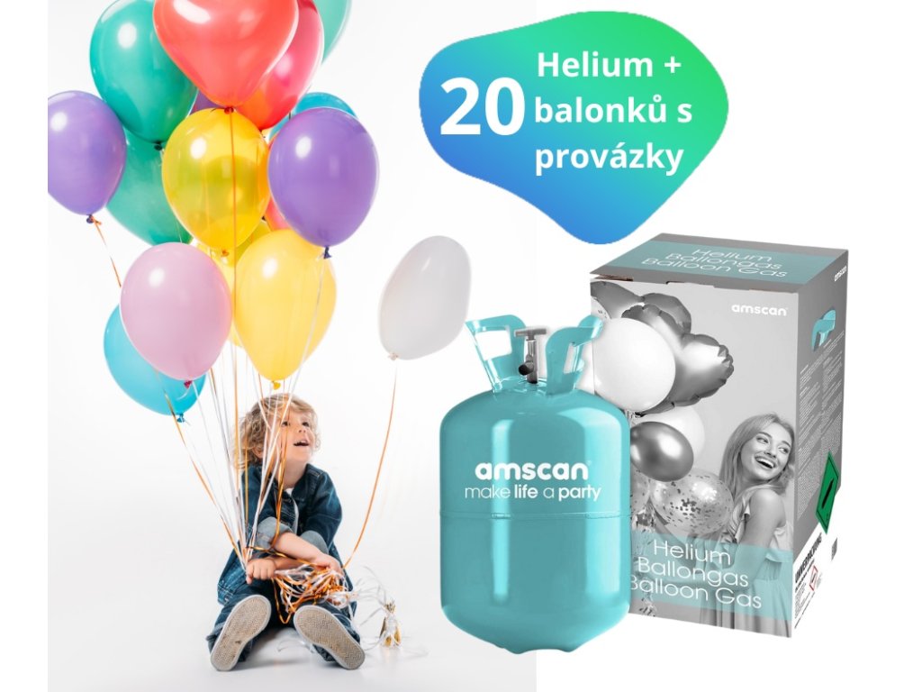 Helium sada 20 ks + balónky 20 ks mix barev - Narozeniny-party.cz