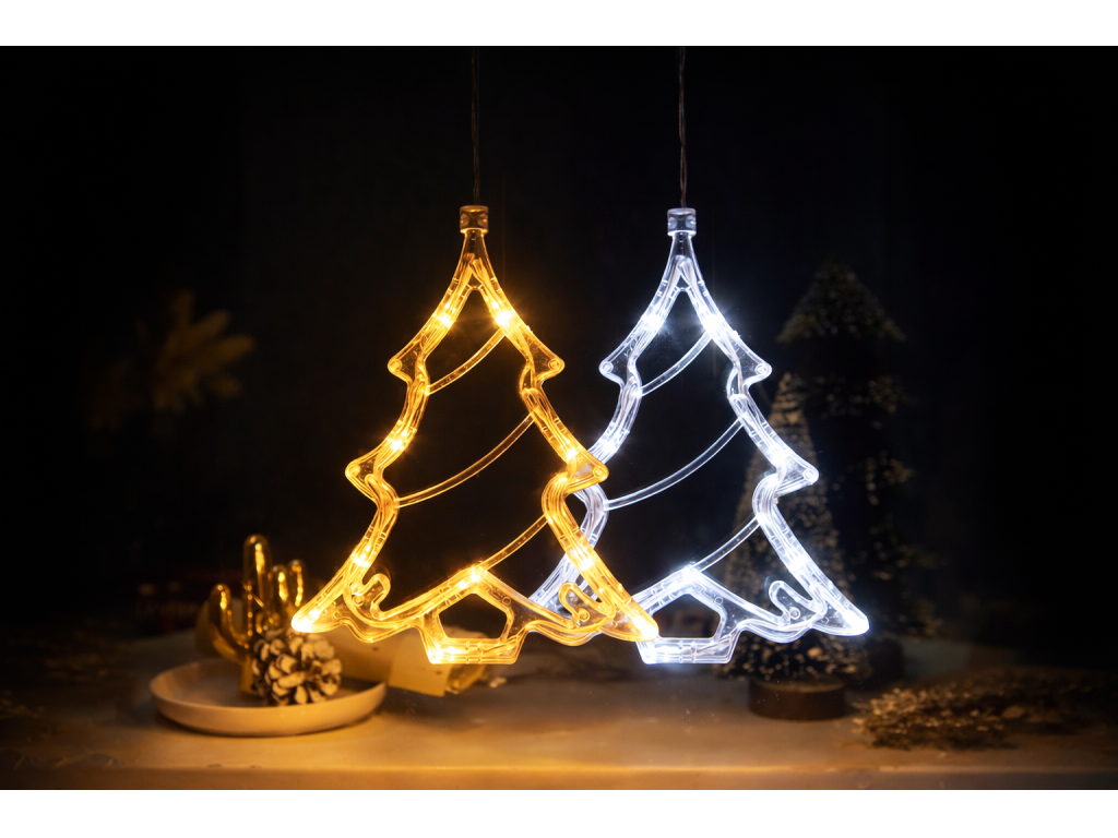 Osvětlení Led stromek do okna na baterie s časovačem - Vánoční osvětlení