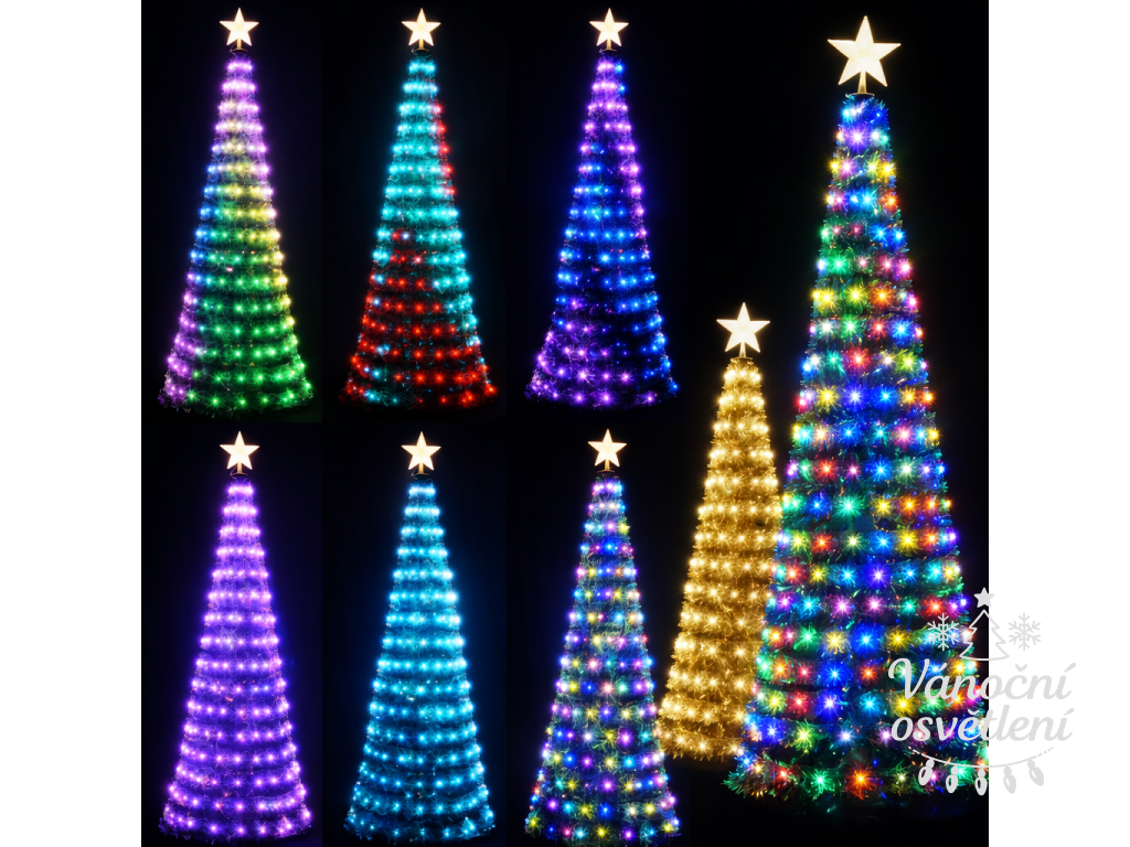 Vánoční venkovní strom RGB LED 150 cm-234 LED diod - Vánoční osvětlení